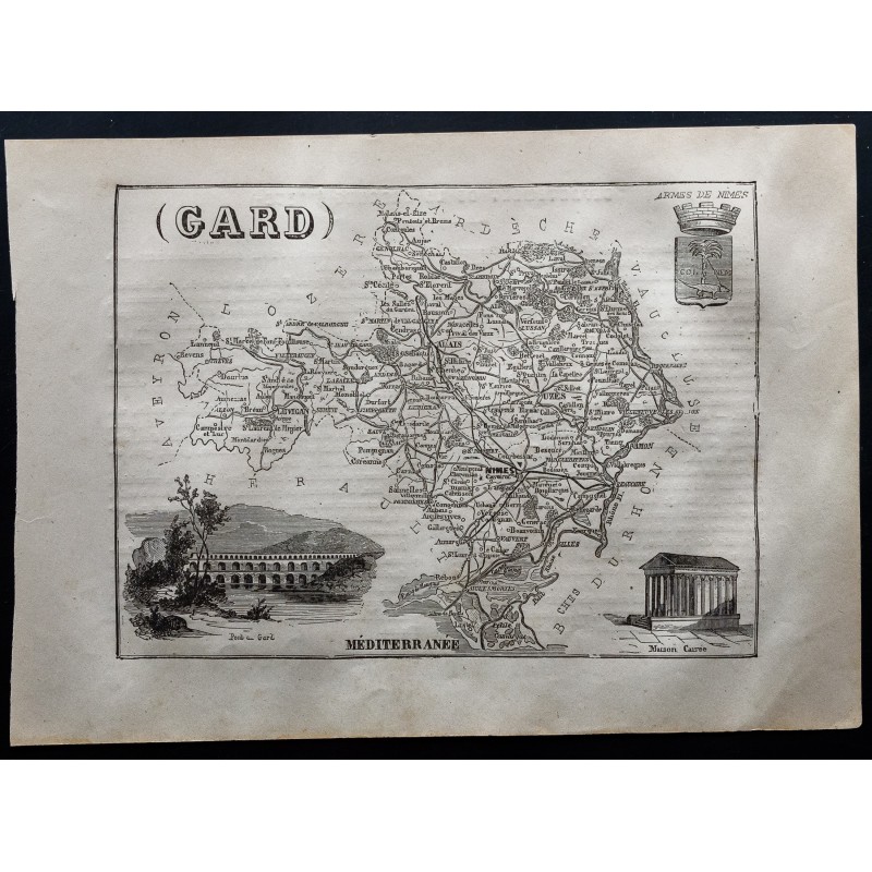 1823 - Carte du Gard - Département