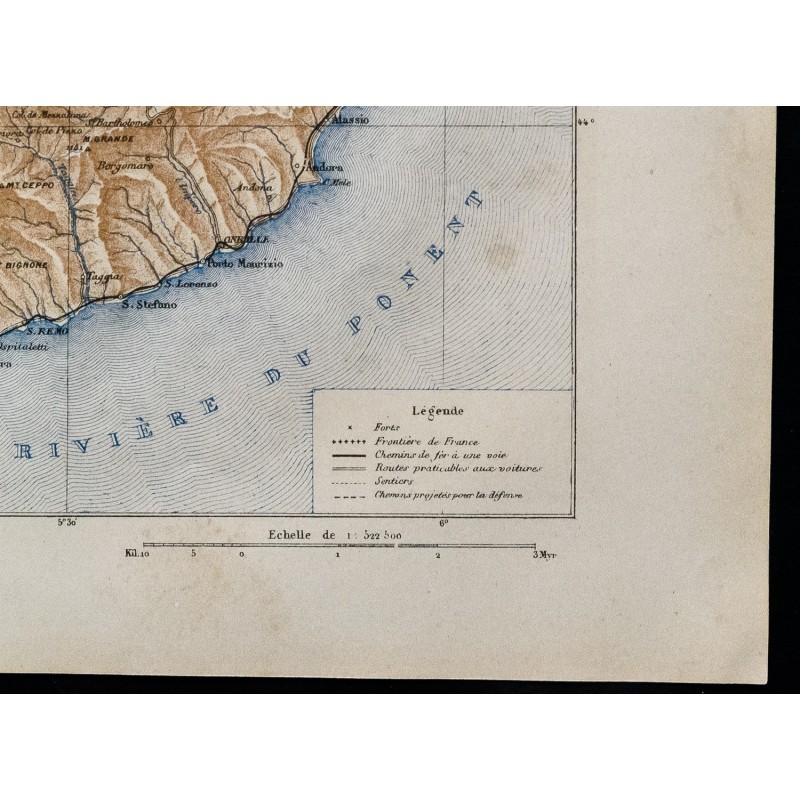 1880 - Carte du Comté de Nice & Alpes Maritimes