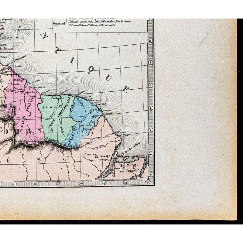 1877 - Carte des colonies françaises aux Antilles