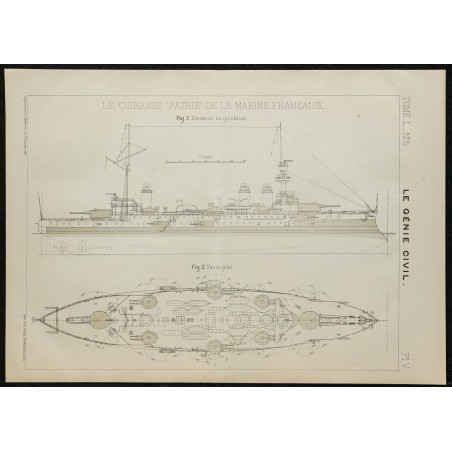 1906 - Plan du cuirassé "Patrie"
