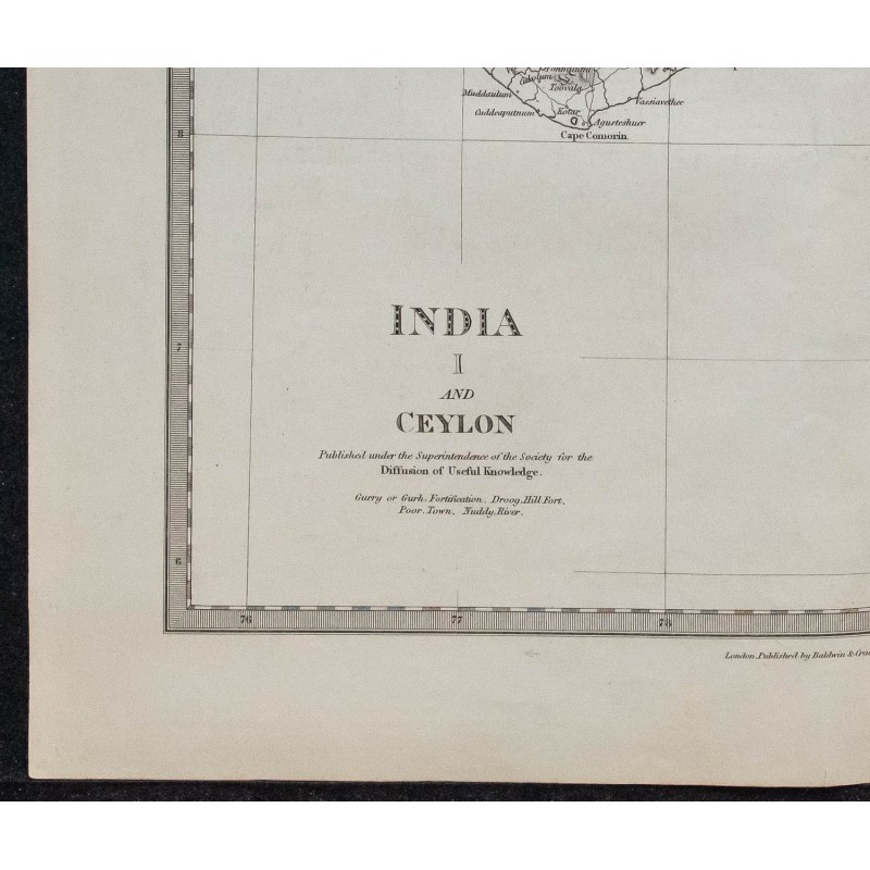 1831c - Carte de l'Inde et Sri Lanka (Ceylan)