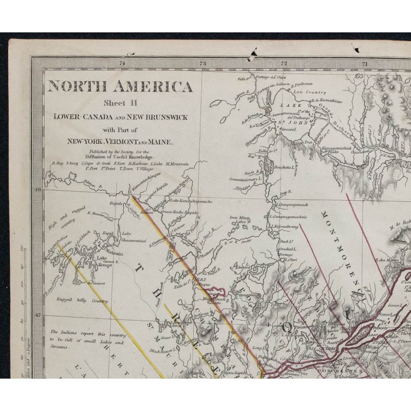 1832c - Carte de Canada et États-Unis