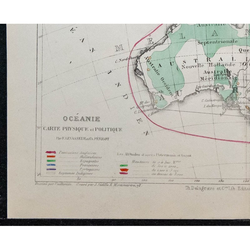 1874 - Carte physique et politique de l'Océanie