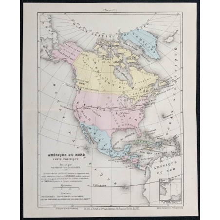 1874 - Carte politique de l'Amérique du Nord