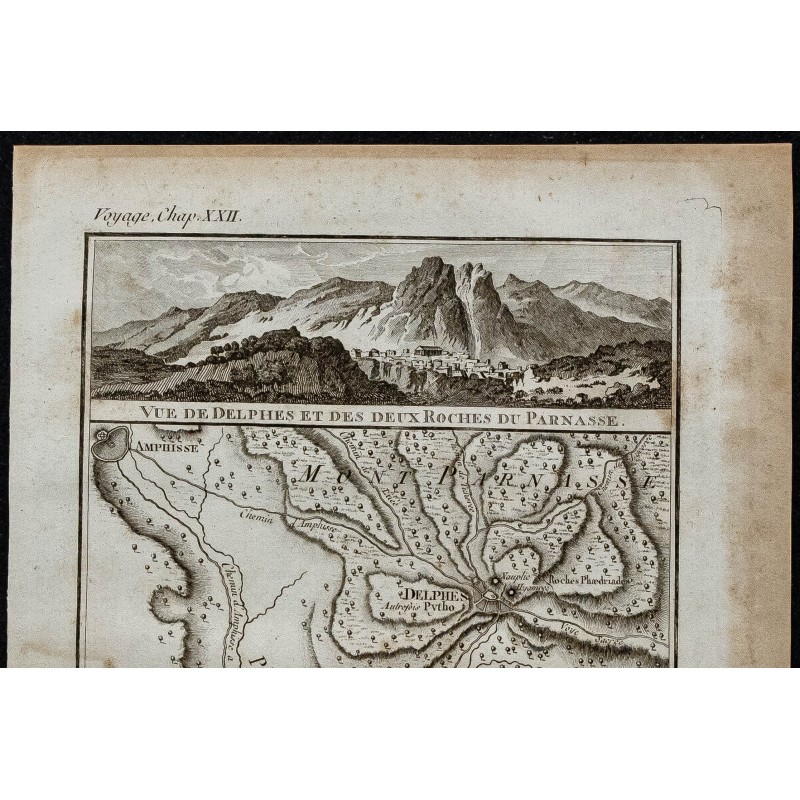 1788 - Carte de Delphes et vue du mont Parnasse