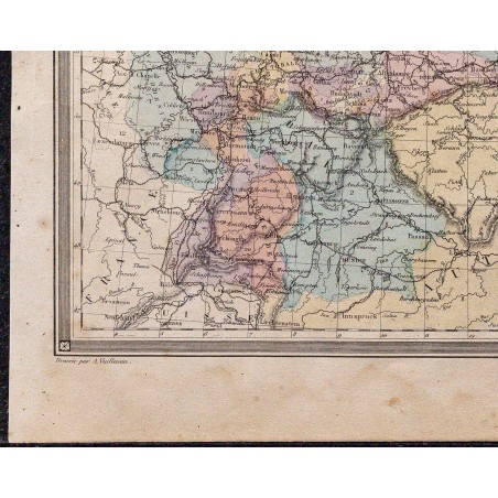 1860 - Carte de la Prusse et de la confédération germanique